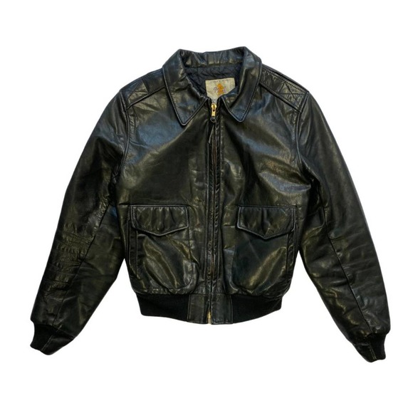 Other | Jackets & Coats | 97s Vintage Golden Bear Black Leather Bomber ...